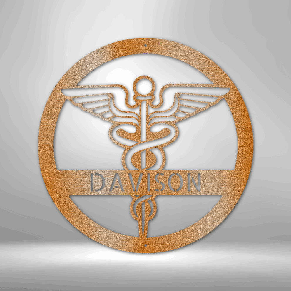 Personalized Respiratory Therapist Caduceus Steel Sign